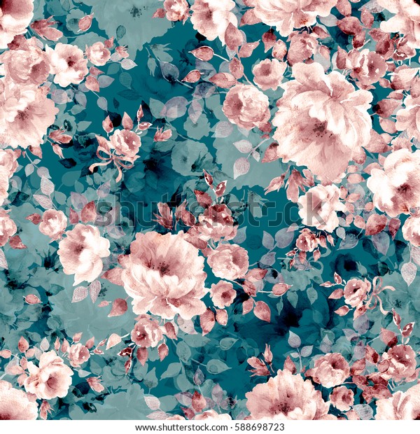 Seamless Pattern Bouquets Roses O Stock Illustration 588698723