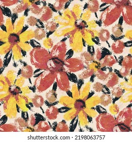 Seamless Pattern Bright Spring Flowers Digital Stock Illustration ...