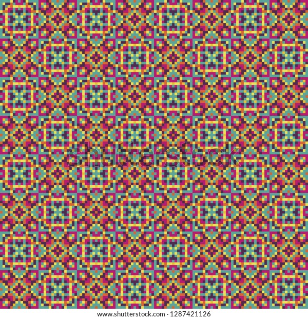 Seamless Pattern Checkered Design Pixel Art Stock Illustration ...
