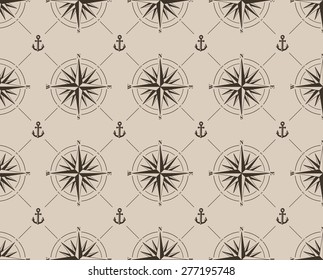 Seamless Pattern Compass Rose Anchor Retro 스톡 일러스트 277195748 | Shutterstock