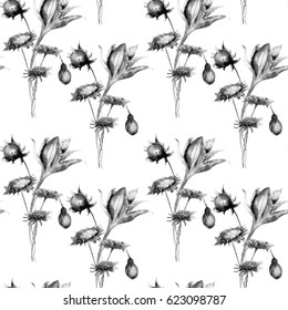 Vintage Seamless Pattern Ink Hand Drawn Stock Vector (Royalty Free ...