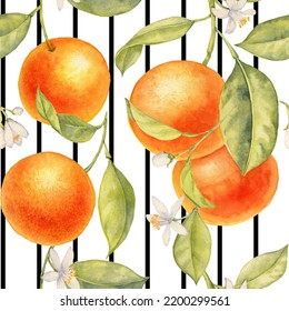 Seamless Pattern Drawing Orange Tree Branches Stock Illustration ...