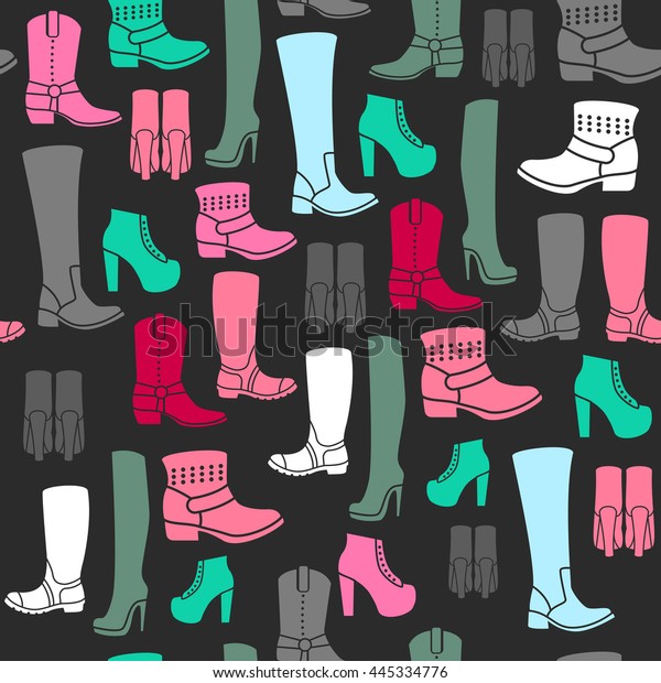 Seamless Pattern Flat Icons Womens Shoes Stock Illustration 445334776 ...
