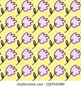 Seamless Pattern Flower Cartoon Background Stock Illustration ...