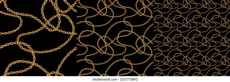Seamless Pattern Gold Chains Fabric Design Stock Illustration ...