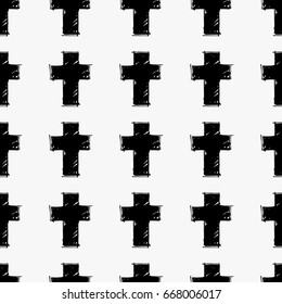 Seamless Pattern Hand Drawn Black Crosses Stock Illustration 668006017 ...