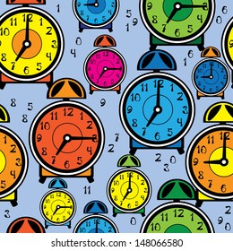 Seamless Pattern Multicolor Alarm Clock Stock Illustration 148066580 ...