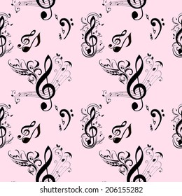 Vector Seamless Pattern Music Notes Stock Vector (Royalty Free ...