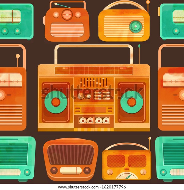 Seamless Pattern Nostalgia Retro Pattern Tape Stock Illustration 1620177796