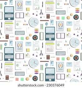 Seamless Pattern Office Supplies Flat Colored Stock Illustration ...