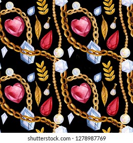 Seamless Pattern On Black Background Gold Stock Illustration 1278987769 ...