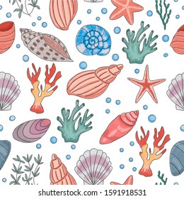 Sea Theme Seamless Pattern Design Colorful Stock Vector (Royalty Free ...