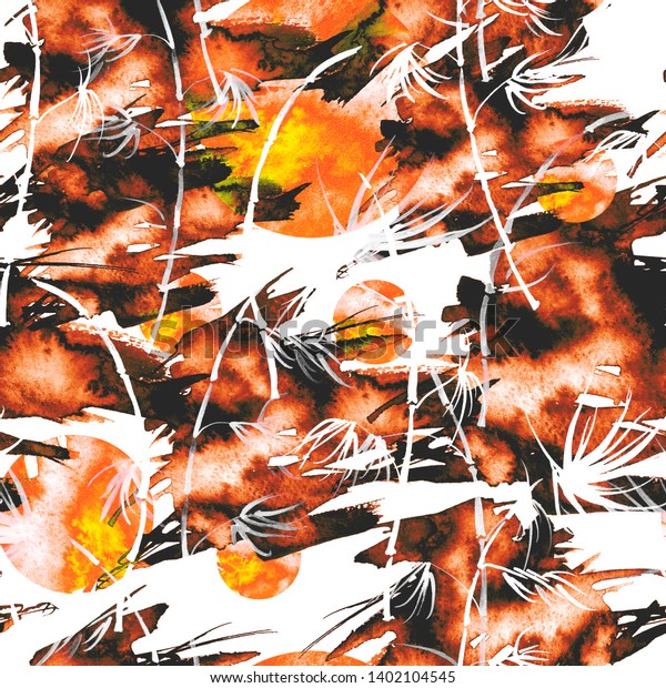 Seamless Pattern Orange Black Background Abstract Stock Illustration ...