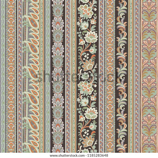 Seamless Pattern Paisley Style Border Stock Illustration 1185283648