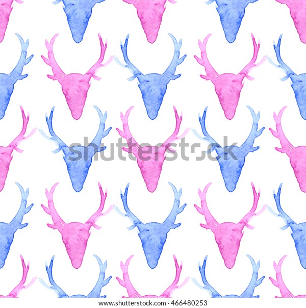 Seamless Pattern Pink Blue Abstract Deer Stock Illustration 466480253 ...