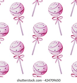 Seamless Pattern Pink Cake Pops Isolated Stock Illustration 424709650 ...