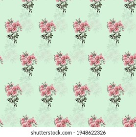 Seamless Pattern Pink Flower Digital Design Stock Illustration ...