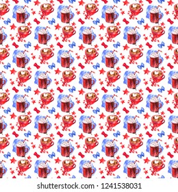 Seamless Pattern Red Cocoa Cups Chocolate Stock Illustration 1241538031 ...