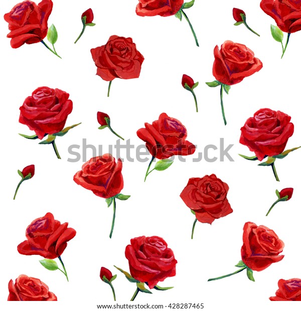Seamless Pattern Red Roses Drawn Handdesign Stock Illustration ...