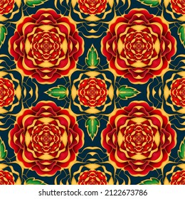 Seamless Pattern Rose Mandala Inspired By Stock Illustration 2122673786 ...