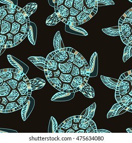 Turtle Pattern On Blue Background Stock Vector (Royalty Free) 780646489