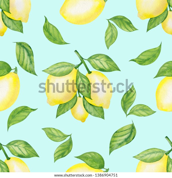Seamless Pattern Sicilian Lemon On Colored: ilustrações stock ...