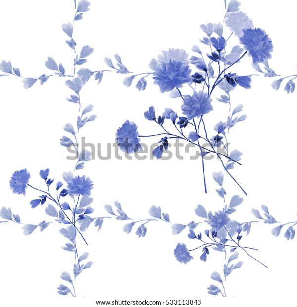 Seamless Pattern Small Blue Flowers Bouquets Stock Illustration 533113843