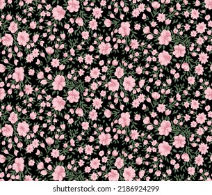 Seamless Pattern Small Spring Flowers Leaves Stock Illustration ...