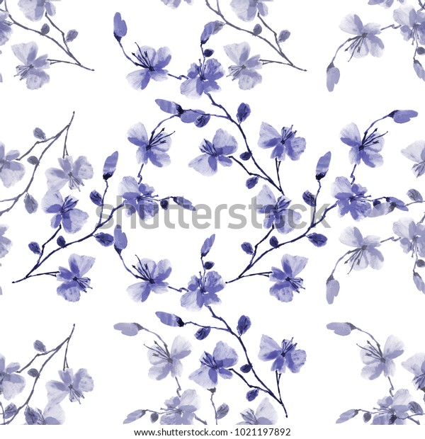 Seamless pattern small wild blue flowers on a white background ...