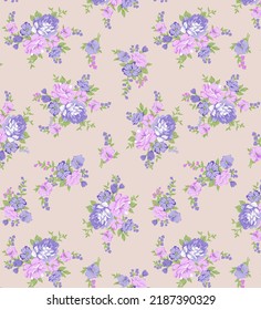 Seamless Pattern Spring Flowers Leaves Hand Stock Illustration ...