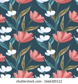 Spring Bouquet Seamless Pattern Hand Painted Stock Illustration 1311770870
