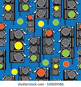 Seamless Pattern Traffic Light On Blue Stock Illustration 145059586 ...