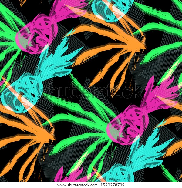 Seamless Pattern Tropical Design Summer Print: ilustración de stock ...