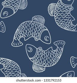 Seamless Pattern Two Fish Swimming Circle Stock Illustration 1331792153 ...