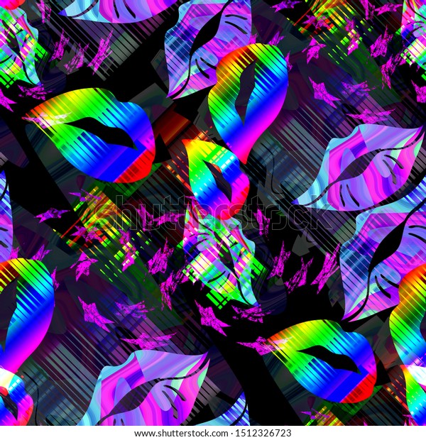 Seamless Pattern Vaporwave Design Synthwave Background Stock ...