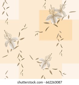 Seamless Pattern Wild Beige Flowers Branches Stock Illustration ...