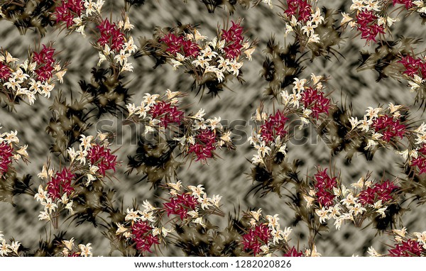 Seamless Random Flower Material Digital Pattern Stock Illustration ...