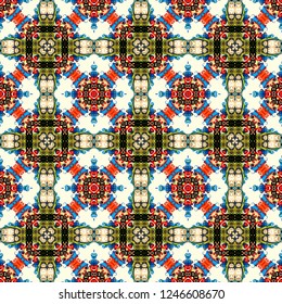 Seamless Raster Pattern Oriental Style Flower Stock Illustration ...