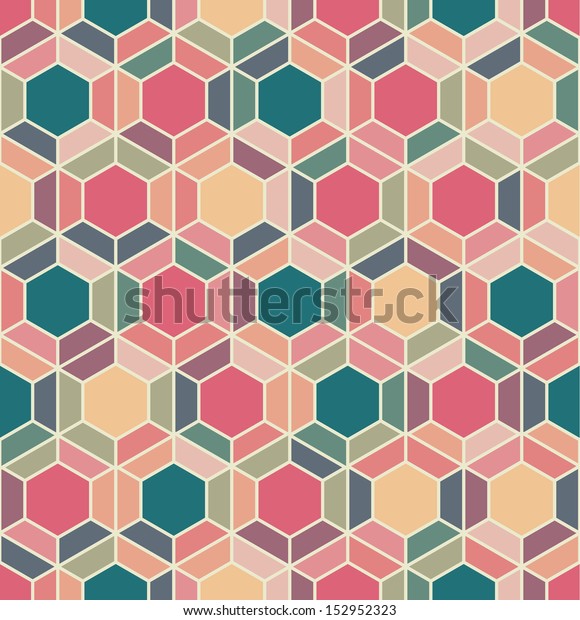 Seamless Raster Retro Pattern Geometric Shapes Stock Illustration 152952323