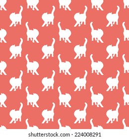Seamless Red Cats Pattern Stock Illustration 224008291