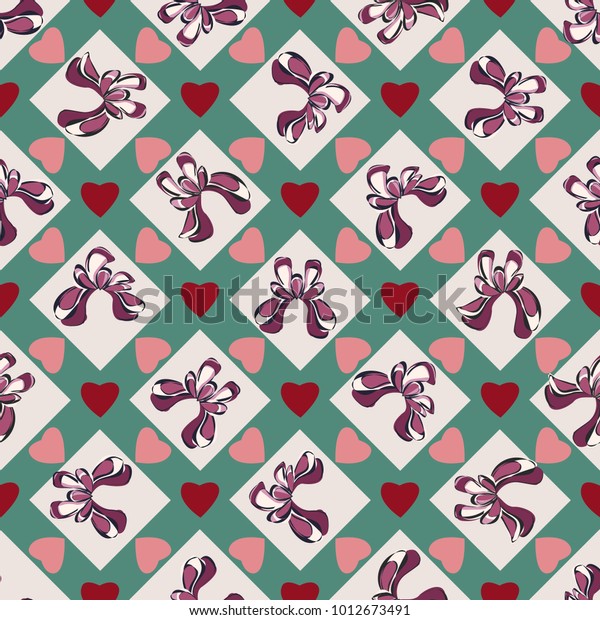 Seamless Retro 1940s Pattern Flowers Cute Stock Illustration 1012673491