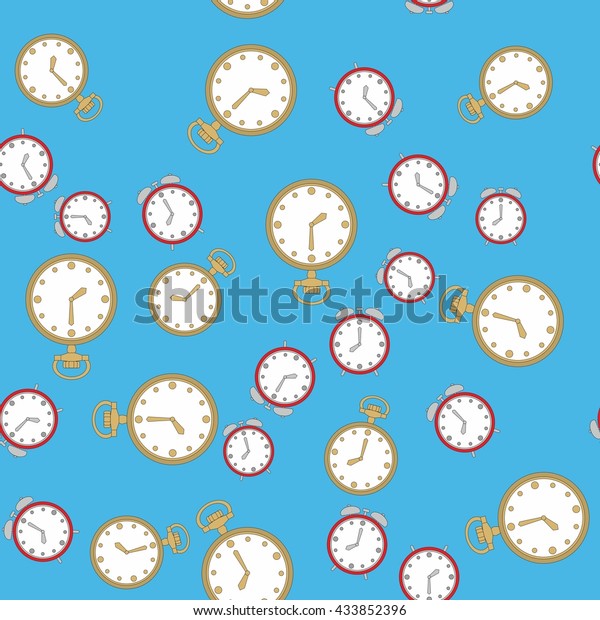 Seamless Retro Pattern Watches Stock Illustration 433852396