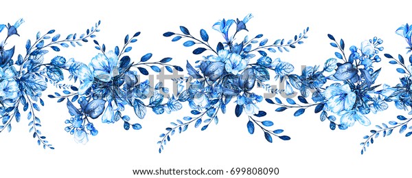 Seamless Rim Border Blue Herbs Wild Stock Illustration 699808090 Seamless Rim Border Blue Herbs Wild Stock Illustration 699808090