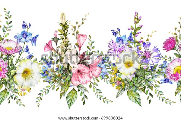 Seamless Rim Border Herbs Wild Flowers Stock Illustration 699808024 ... Seamless Rim Border Herbs Wild Flowers Stock Illustration 699808024 ...