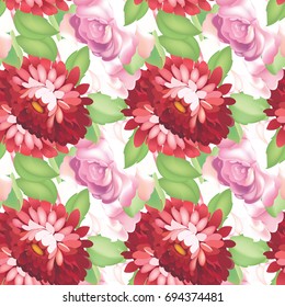 Seamless Rose Pattern Illustration Stock Illustration 694374481 ...
