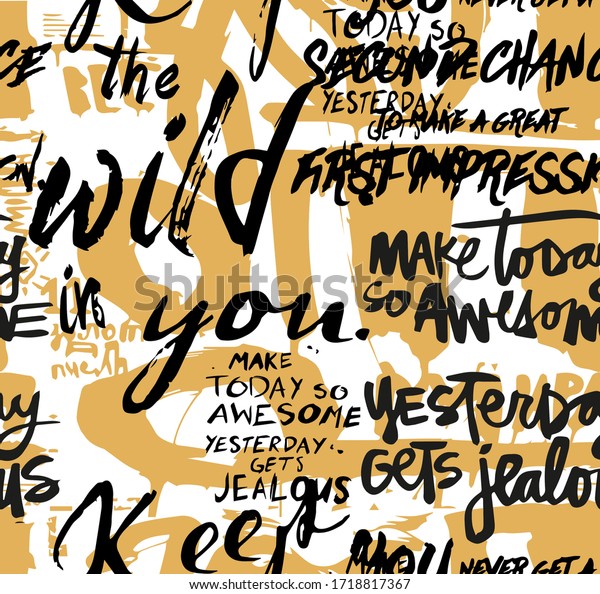 Seamless Slogans Pattern Hand Writing Colorful Stock Illustration ...