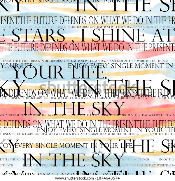 Seamless Slogans Pattern Hand Writing Colorful Stock Illustration ...