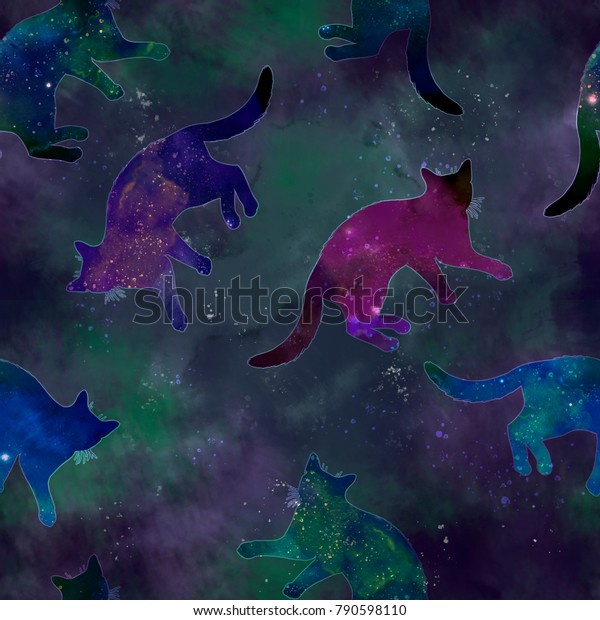 Seamless Space Cat Pattern Stock Illustration 790598110 | Shutterstock