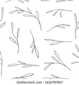Seamless Sprig Pattern On White Background Stock Illustration ...