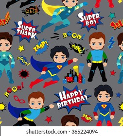 Seamless Superhero Boys Background Pattern Raster 스톡 일러스트 365224052 ...